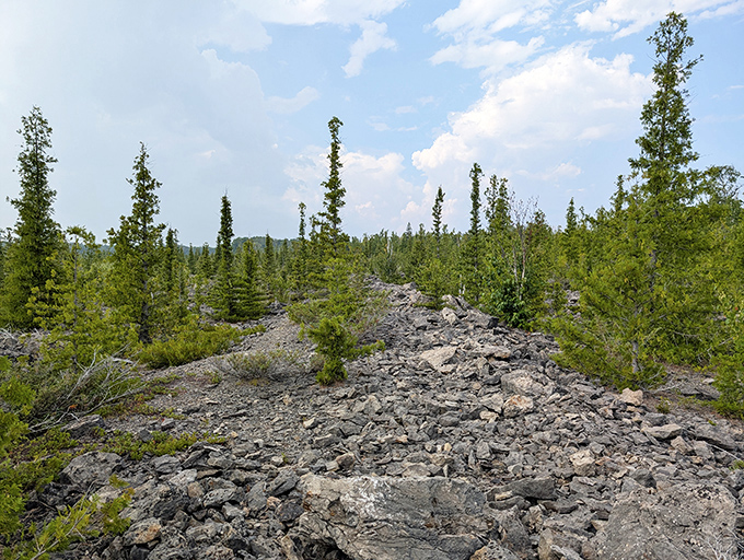 The rugged terrain tells Earth's story in layers of rock and sparse vegetation &ndash; geology's version of an open book.
