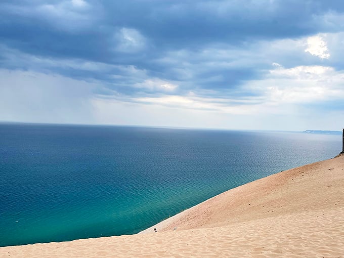 Sleeping Bear Dunes &ndash; where sand mountains meet Caribbean-blue waters in a landscape so stunning it seems almost make-believe.