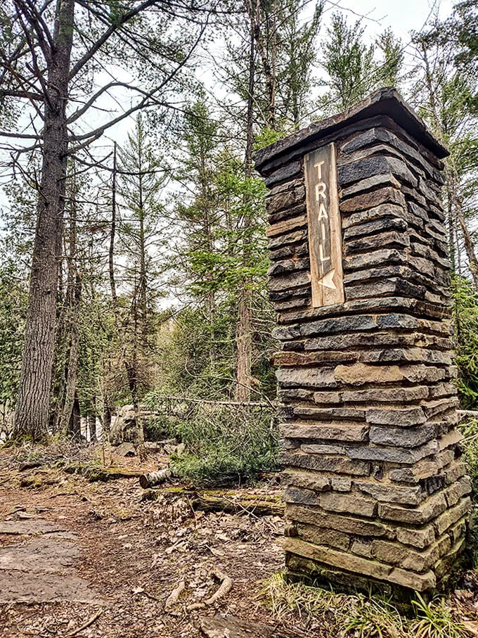 Not all who wander are lost, but this stone trail marker ensures you won't be either &ndash; adventure with direction!