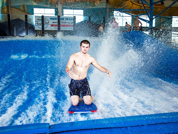 Mastering the indoor wave requires equal parts courage, balance, and willingness to wipe out spectacularly in front of an appreciative audience.