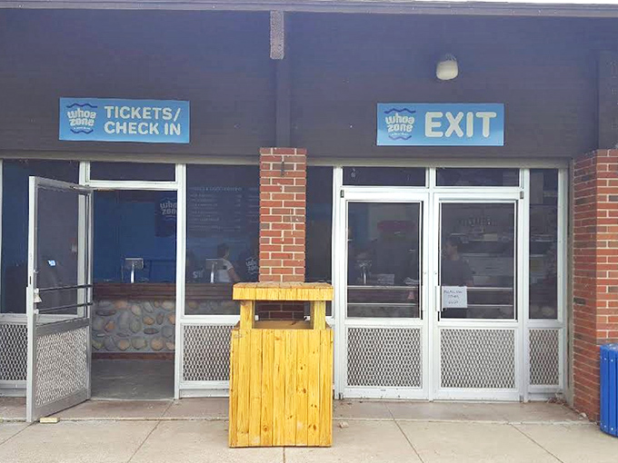 Adventure begins at the WhoaZone check-in booth, where ordinary folks transform into would-be American Ninja Warriors with a splash.