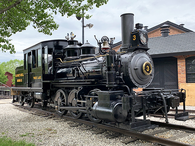 Torch Lake locomotive's polished details and operational components showcase the meticulous restoration work that keeps these historical giants running.