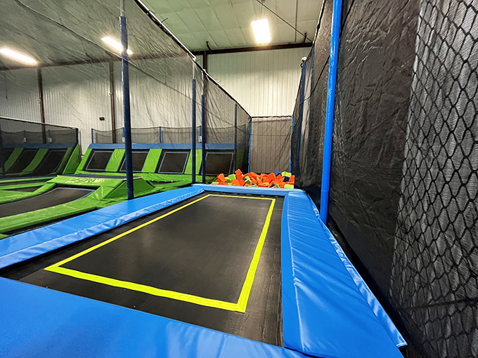 The foam pit awaits brave jumpers, offering soft landings for aerial experiments that would otherwise end in regrettable hospital visits.