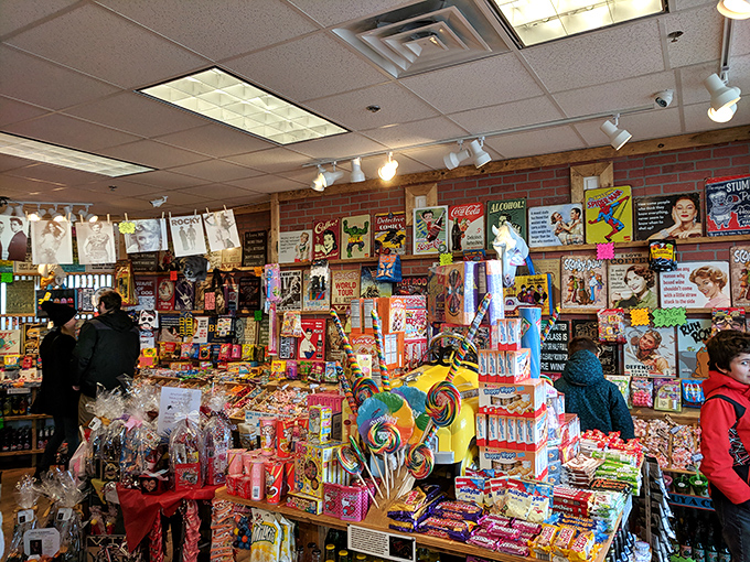 Fellow sugar adventurers navigate the sweet labyrinth, each on their own nostalgic treasure hunt while surrounded by enough sugar to power a small nation.