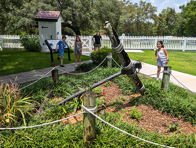 Young explorers investigate what might be the most interesting garden ornament they've encountered &ndash; history has a way of capturing curiosity.