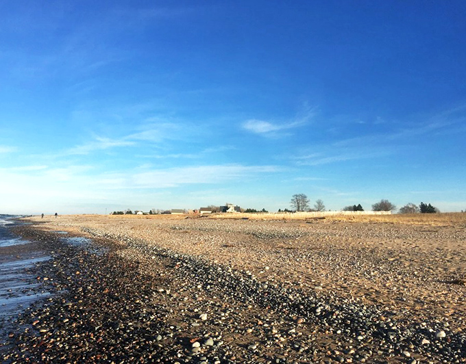 Treasure hunting grounds: This expansive pebbly paradise stretches toward the horizon, each square foot potentially hiding gemstone surprises.