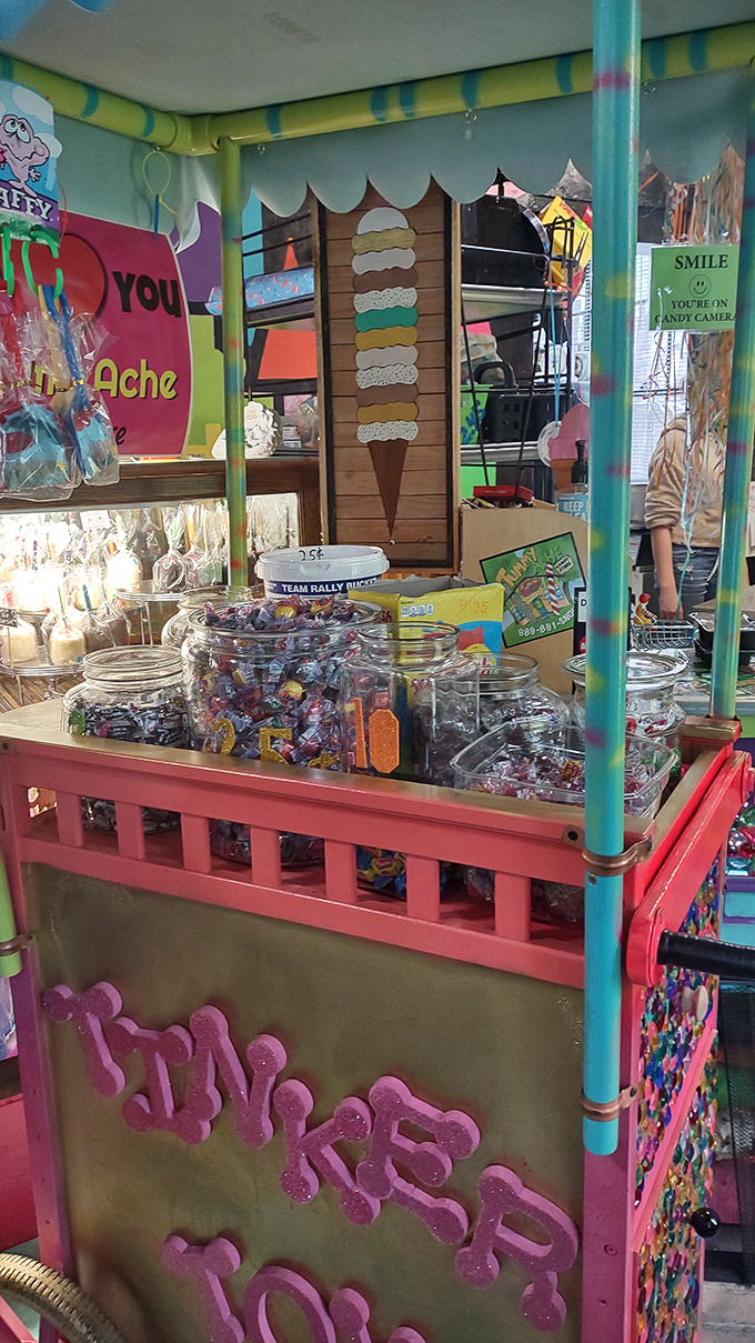 Jars of colorful temptations line up like soldiers in a sugar army, ready to march straight to your taste buds.