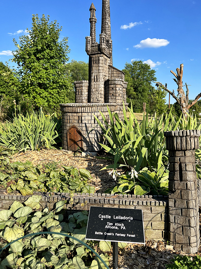 Castle Leiladoria stands as a testament to imagination, its wooden towers and battlements inviting visitors to dream of miniature kingdoms.
