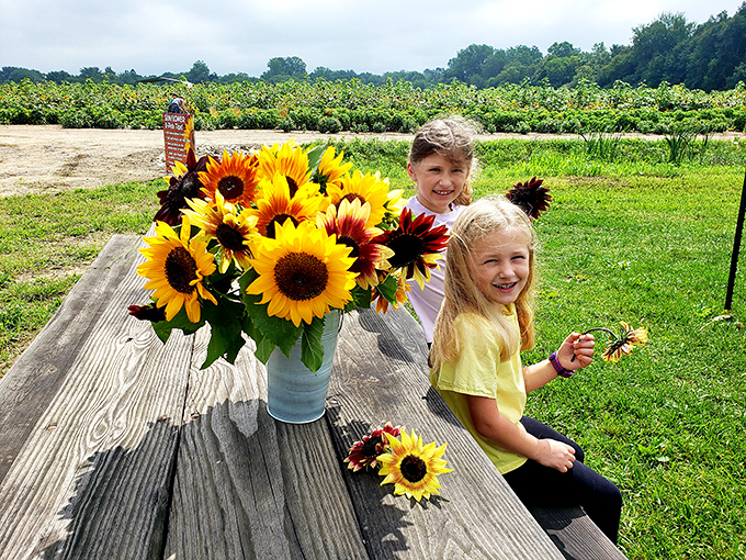 Childhood joy captured in a single frame &ndash; these young visitors have discovered the simple magic of standing among flowers taller than themselves.