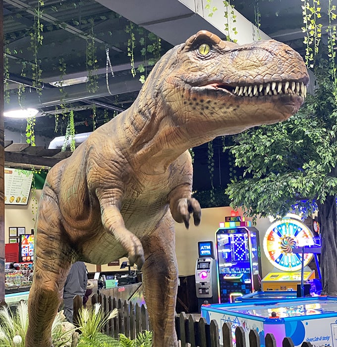 This remarkably realistic dinosaur statue might make you check twice to ensure it's not breathing. The detail in those teeth? Terrifyingly magnificent!