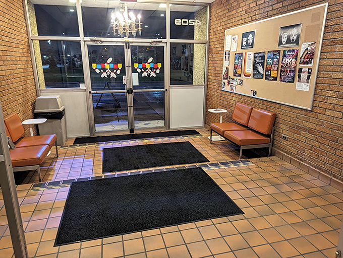 Brick walls and vintage seating in the lobby set the tone immediately &ndash; you're not just bowling, you're time-traveling.