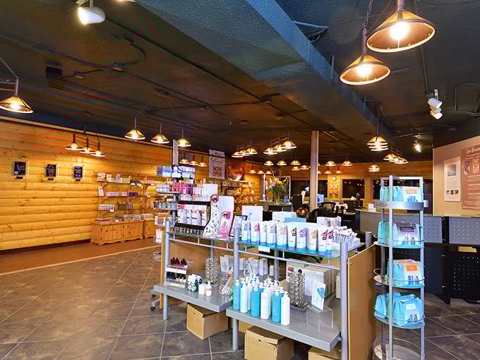 A wellness wonderland of potions and lotions. Each bottle promises a little magic to take home after your salt cave journey.