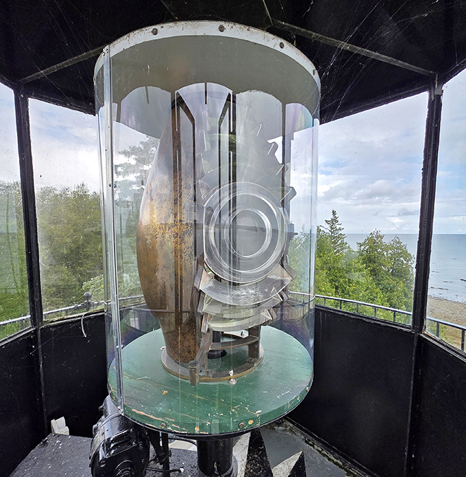 The lighthouse's beating heart &ndash; a Fresnel lens that turned a simple flame into a lifesaving beam visible for miles.