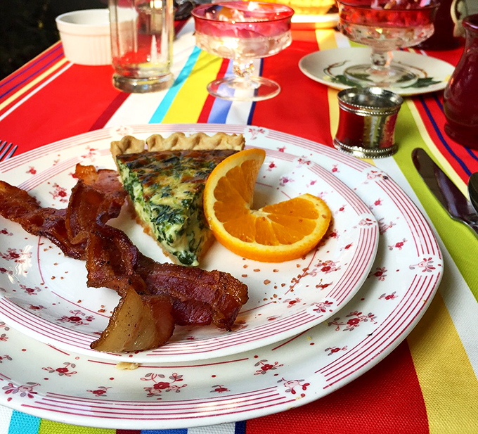 Breakfast perfection on a plate &ndash; where quiche meets crispy bacon in a morning romance that puts your usual cereal to shame.