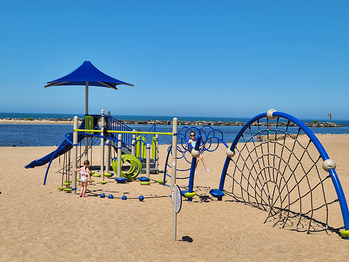 Kids find their playground paradise right on the sand &ndash; because sometimes even beach bums need a change of scenery.