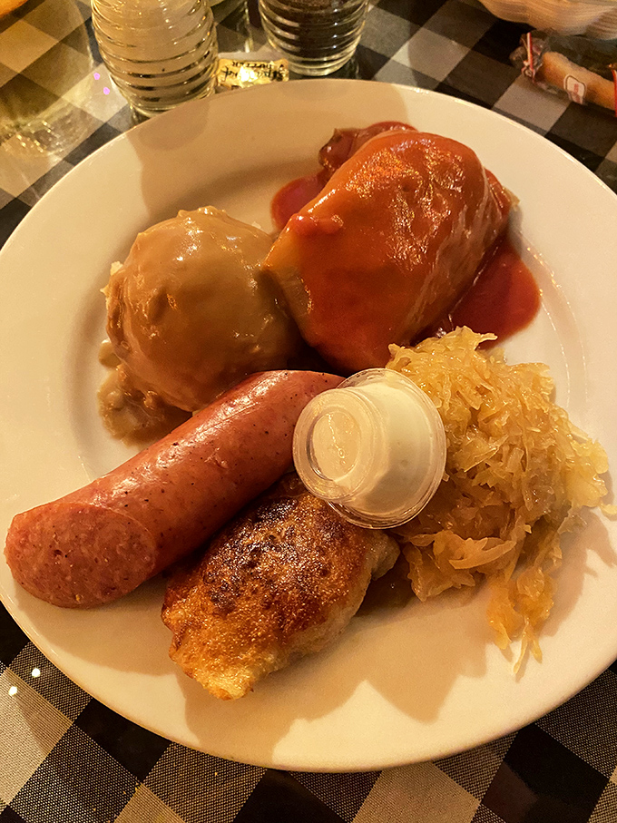 The Polish Plate doesn't mess around &ndash; stuffed cabbage, kielbasa, and all the fixings create a symphony of flavors that's been perfected over generations.