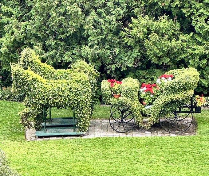These topiary horses pay leafy homage to Mackinac's car-free culture &ndash; garden art that perfectly captures the island's unique transportation heritage.