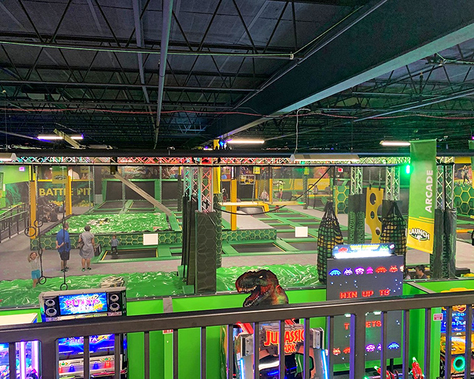 From the mezzanine, the full scope of Launch's bouncing empire comes into view &ndash; a playground that makes adults forget they're supposed to be grown-ups.