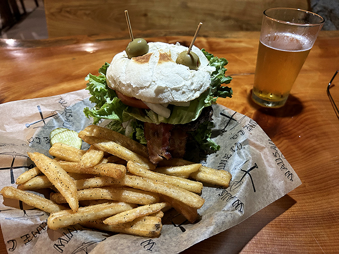 A burger so impressive it needs olives as antenna to communicate with your taste buds.