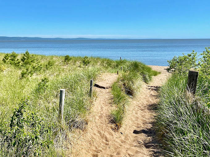Nature's perfect beach day: when Minnesota sunshine meets the endless blue horizon of Lake Superior at Park Point.