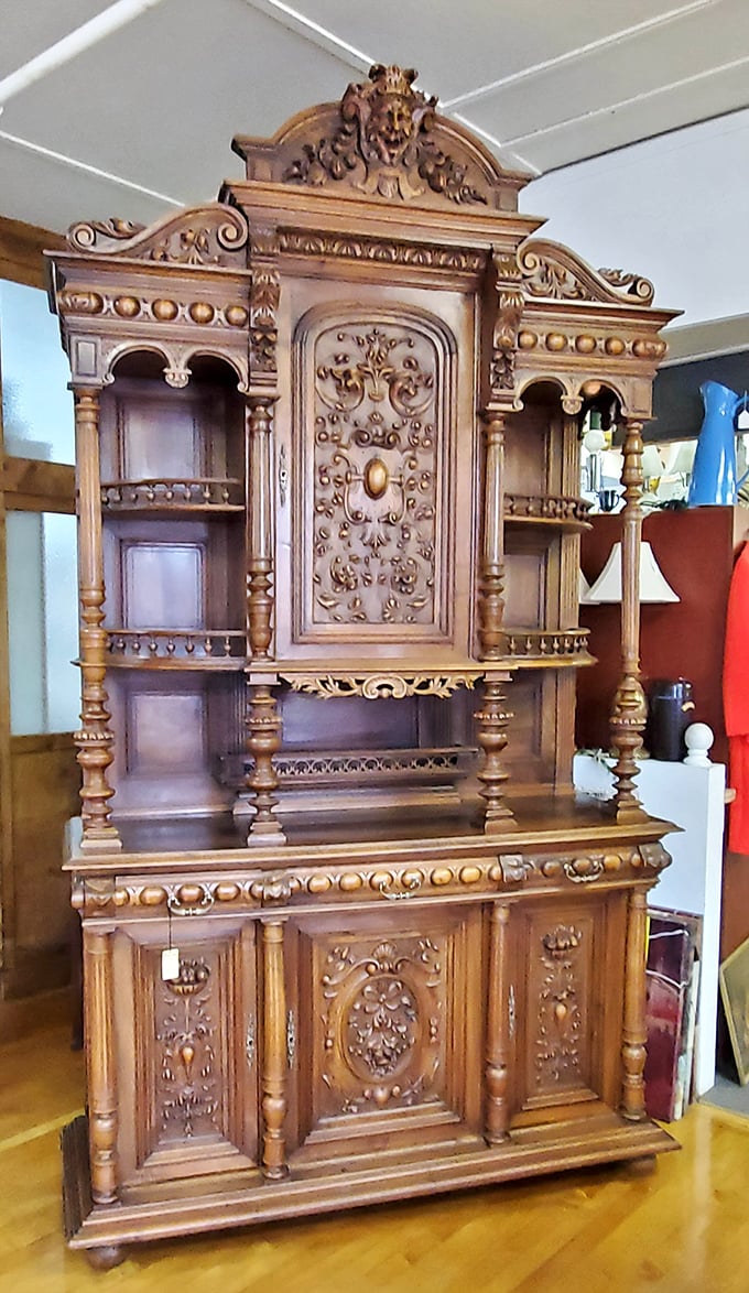This ornately carved Victorian cabinet isn't just furniture&mdash;it's functional artwork, showcasing craftsmanship from an era when details mattered most.