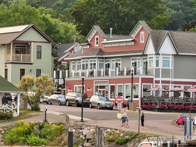 Bayfield's waterfront buildings offer a colorful welcome to visitors, with restaurants serving the morning's catch by lunchtime.