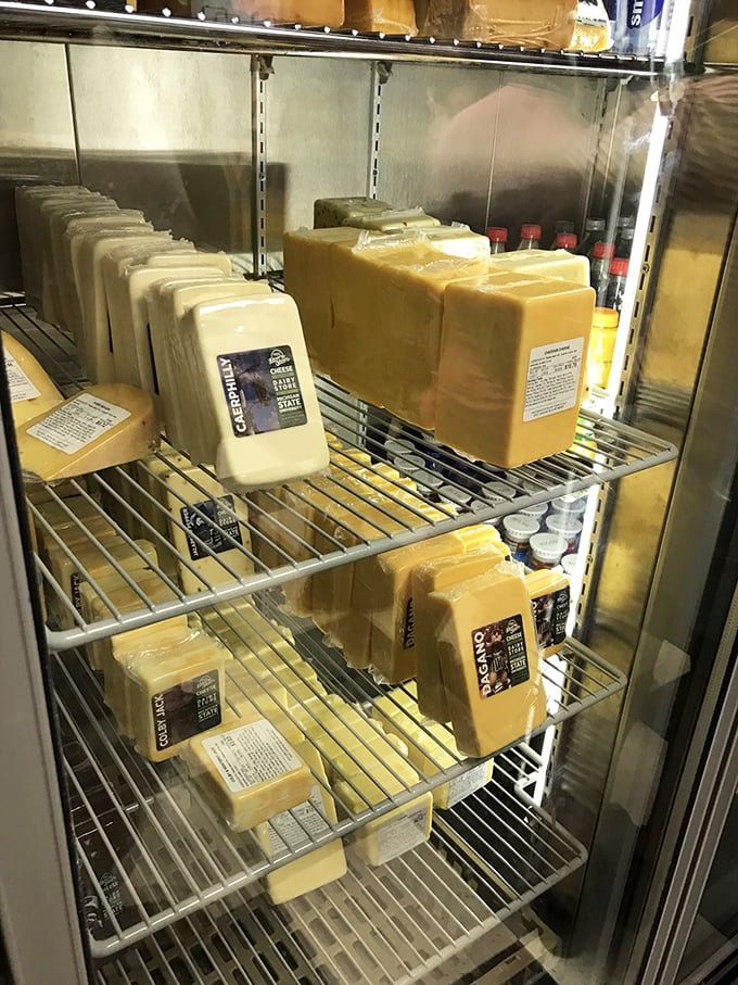 Blocks of campus-made cheese line the cooler shelves &ndash; evidence that MSU's dairy magic extends beyond frozen treats.