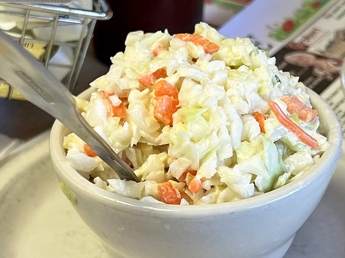 This isn't your sad, afterthought coleslaw. Crisp, fresh cabbage with just the right creamy-to-crunch ratio makes the perfect turkey companion.