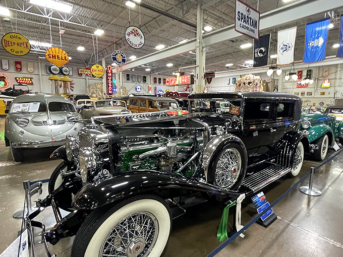 This stunning Duesenberg Model J represents an era when luxury cars were built like rolling mansions, complete with enough chrome to blind passing aircraft.