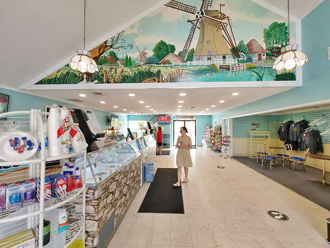 The food court combines casual comfort with that ice cream parlor charm that makes everything taste better somehow.