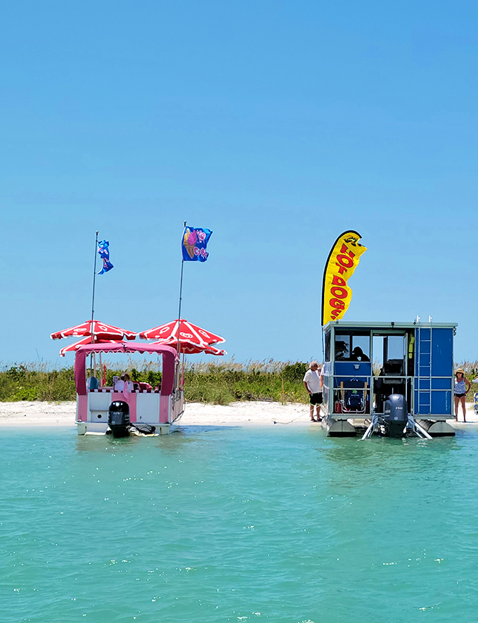 The floating food court of Keewaydin &ndash; where lunch literally comes to you. Talk about five-star beach service!