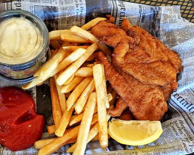 Lake Superior's swimming treasure, transformed into golden-brown perfection. Each bite offers a crispy exterior giving way to delicate, flaky fish within.