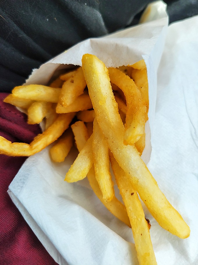 French fries that actually taste like potatoes! These golden wonders maintain their crispy dignity long after lesser fries would have surrendered to sogginess.