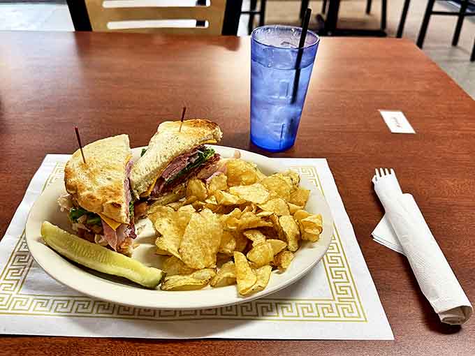 A perfectly grilled sandwich with a mountain of crispy chips&mdash;proof that sometimes the classics need no improvement.