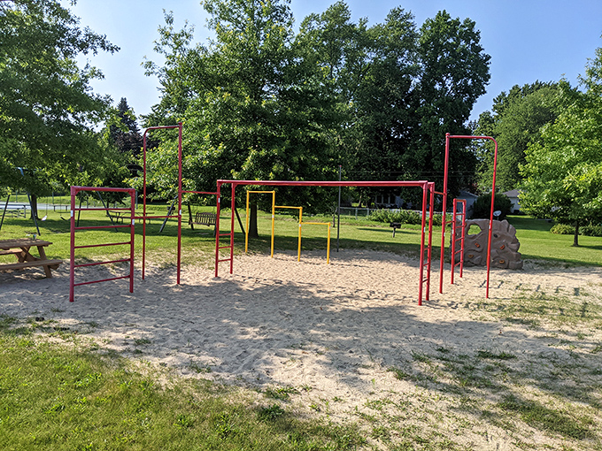 Lester Street Park keeps it gloriously old-school with classic playground equipment that reminds us kids survived just fine before padded everything.