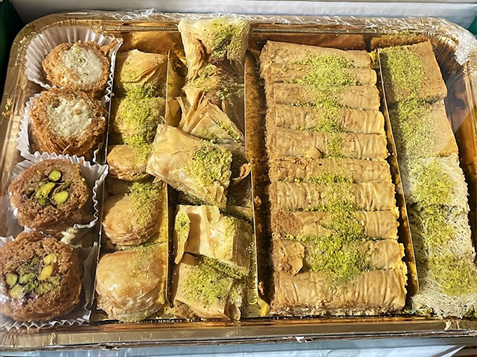 This mixed baklava platter showcases the artistry behind Shatila's creations &ndash; where each piece tells a different sweet story of tradition and technique.