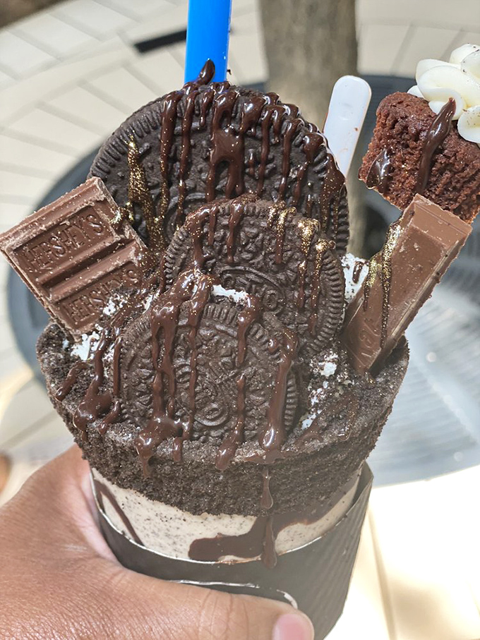 Oreos aren't just cookies at M Street&mdash;they're architectural elements in this towering chocolate masterpiece that makes you question why you ever drank milkshakes through regular straws.