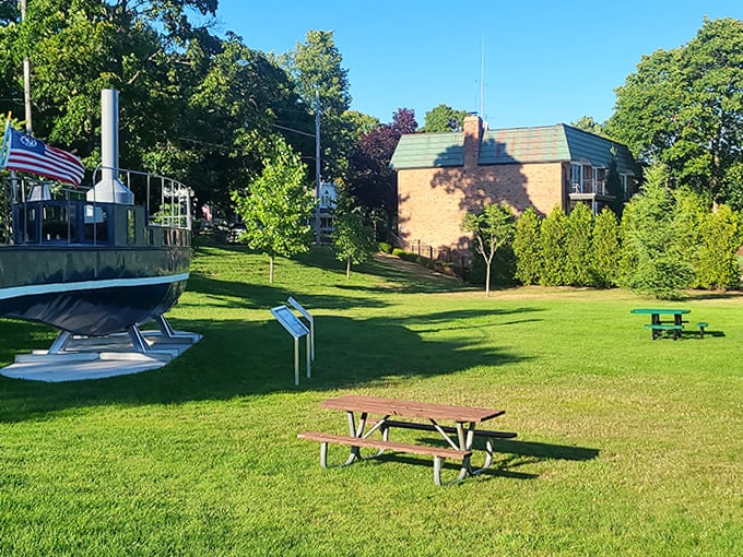 A landlocked boat display that makes perfect sense in Harbor Springs &ndash; because even when you're on solid ground, you're never far from water in spirit.
