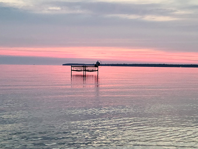 Wooden platforms dot the lake like floating islands, perfect for sunbathing or practicing your cannonball technique.