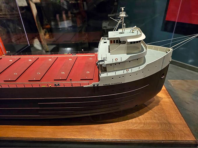 This detailed model of the Edmund Fitzgerald captures the massive freighter in happier days, before becoming Lake Superior's most famous tragedy and Gordon Lightfoot's haunting muse.