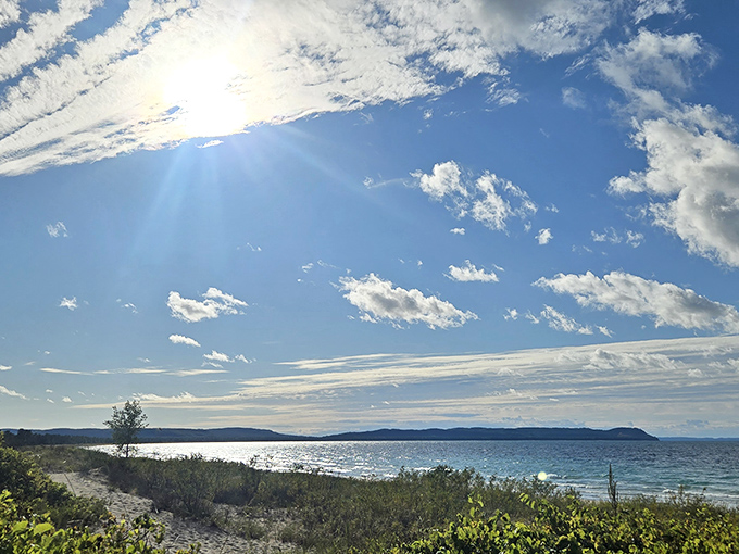 Blue skies playing backdrop to bluer waters &ndash; Mother Nature showing off her color coordination skills at Good Harbor Bay.