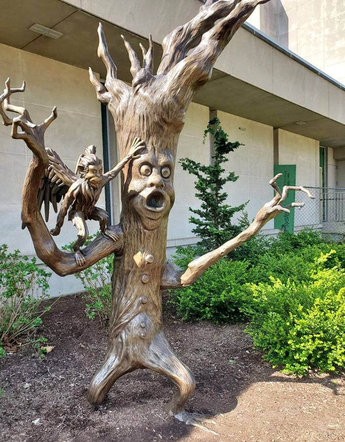 This talking apple tree with its winged monkey passenger captures one of the story's most memorable moments in stunning bronze detail.