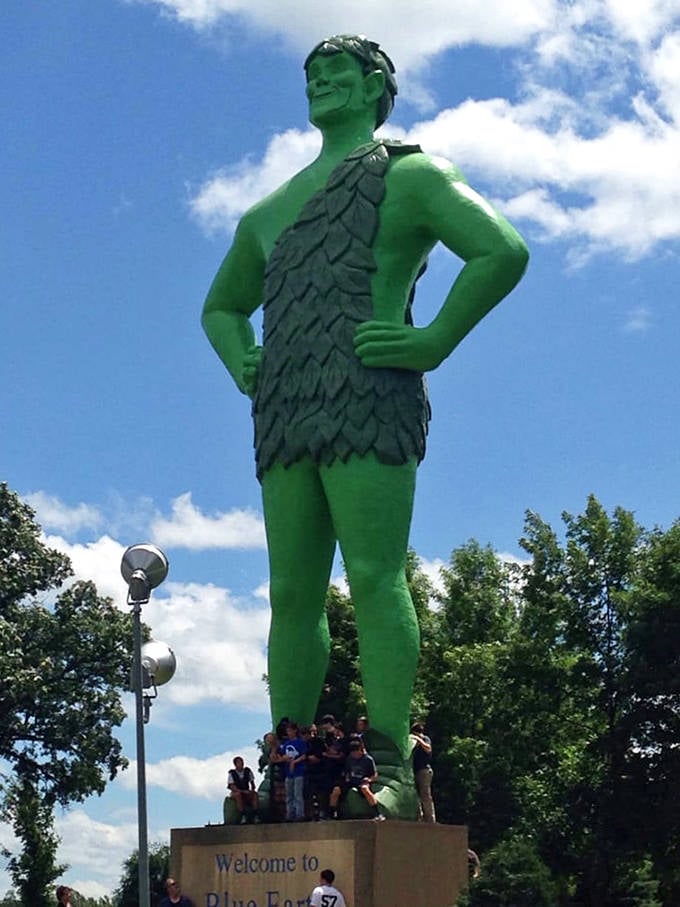Hands on hips in his iconic pose, the Jolly Green Giant has been encouraging Americans to eat their vegetables since long before this statue appeared.