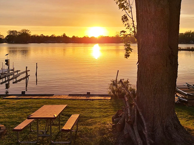 Sunset magic transforms ordinary moments into treasured memories at waterfront campsites where day's end brings nature's best light show.