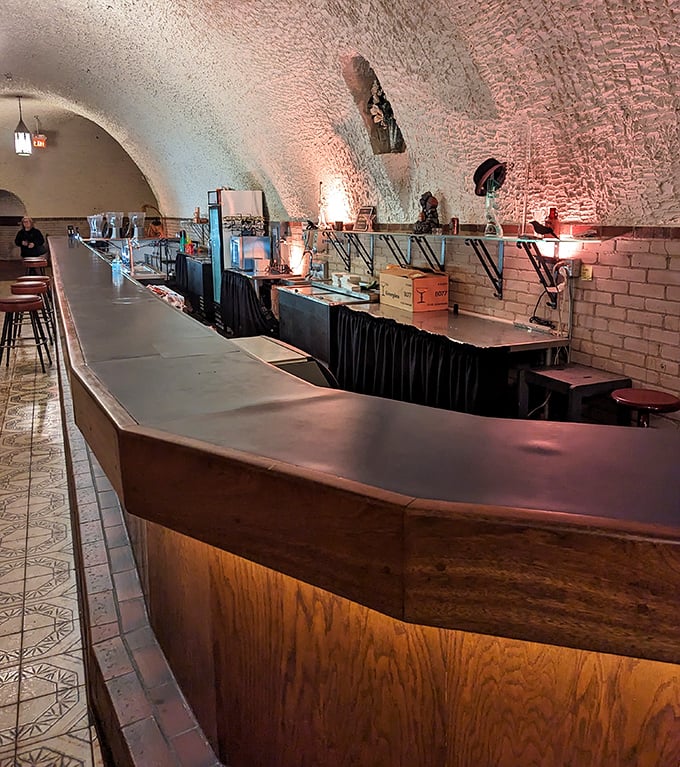 The underground bar area continues the caves' tradition of serving good times, minus the need to dodge federal agents nowadays.