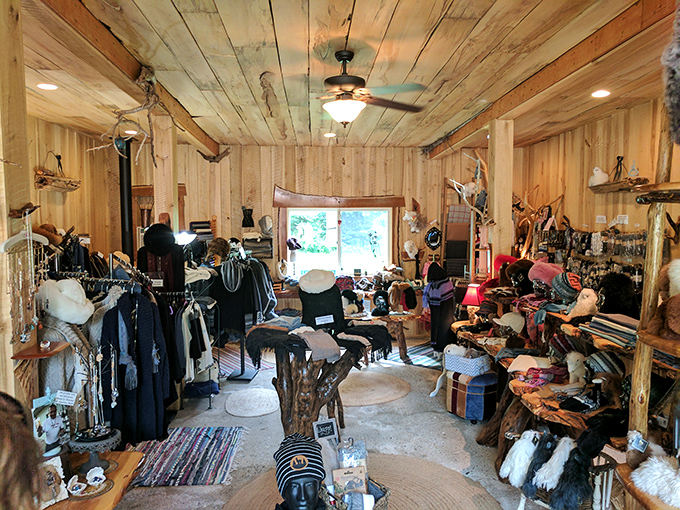 The boutique's interior feels like stepping into a fiber artist's dream, with handcrafted treasures at every turn.