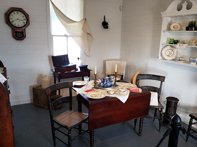Simple dining quarters where shipwreck survivors once gratefully consumed hot meals now tell stories of maritime rescue and coastal living.