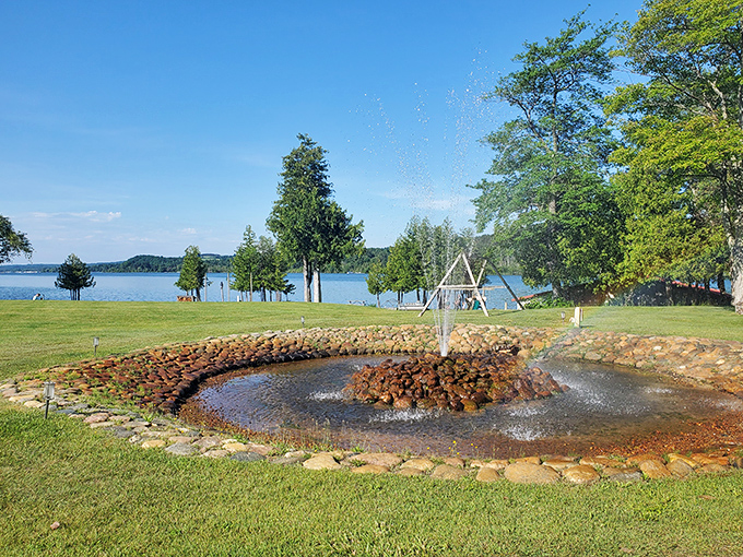 The namesake fountain bubbles continuously since 1889, a natural artesian well that's both historic landmark and meditative focal point for generations of visitors.