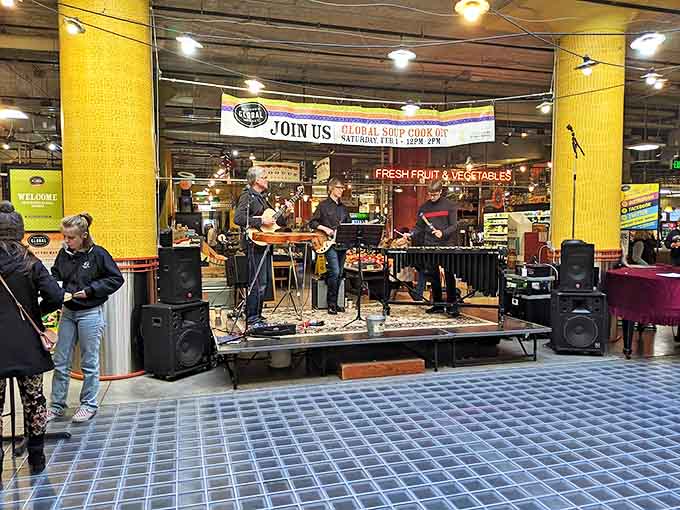 Weekend musicians transform shopping into a multi-sensory experience &ndash; because everything tastes better with a soundtrack.