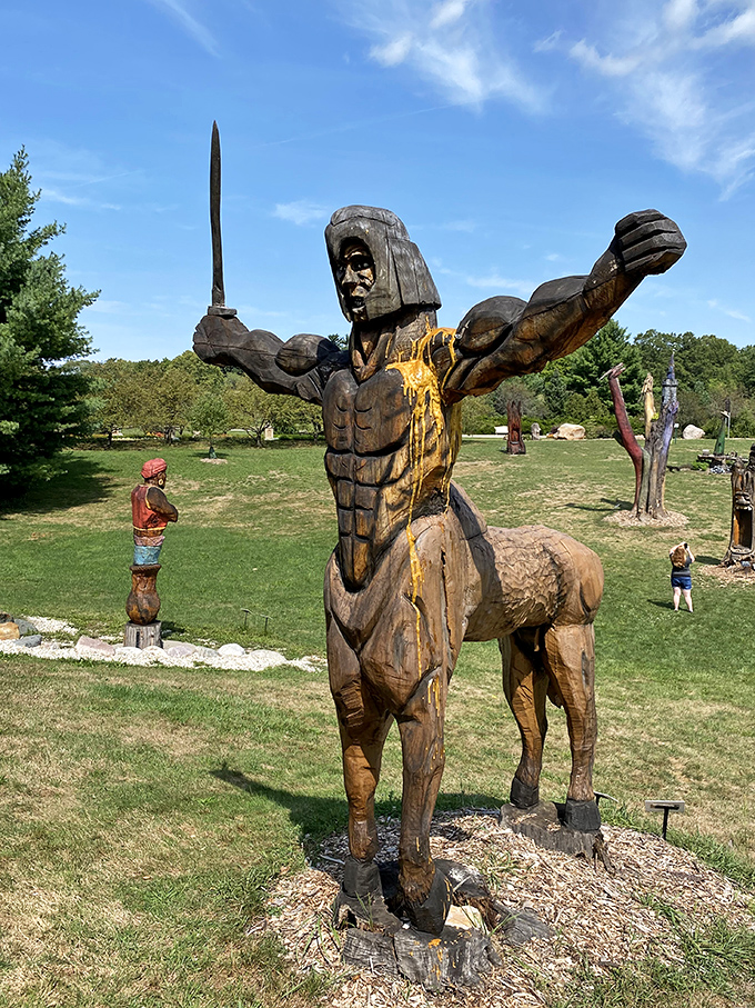 Half man, half horse, all awesome &ndash; this centaur warrior demonstrates the incredible detail artists achieved working with formerly condemned trees.